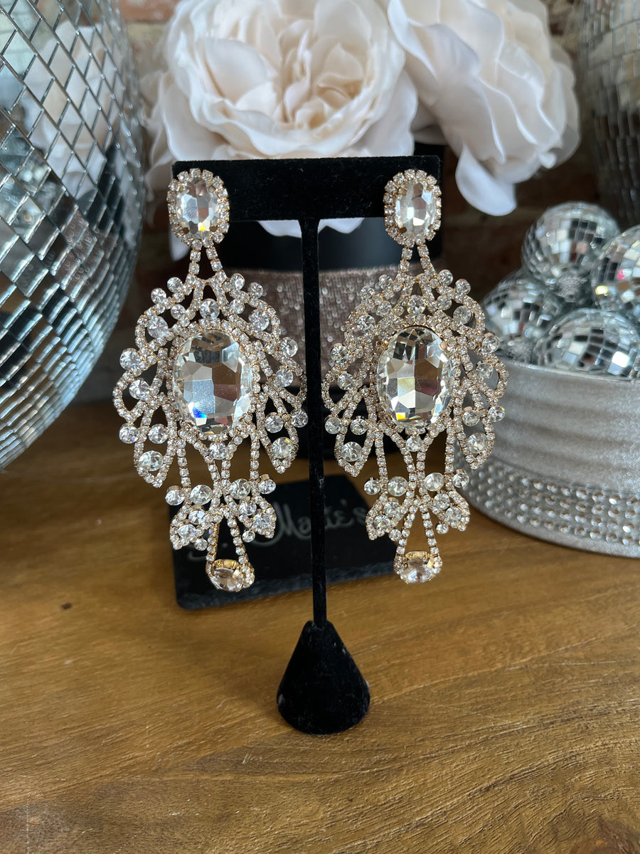 Large Silver Rhinestone Earrings – G. Marie's